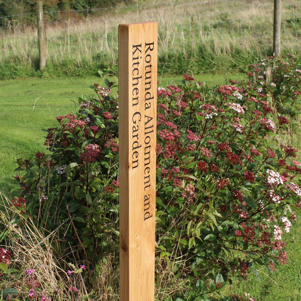 Solid Oak Wide and Tall Allotment Sign Post | Grain Designs