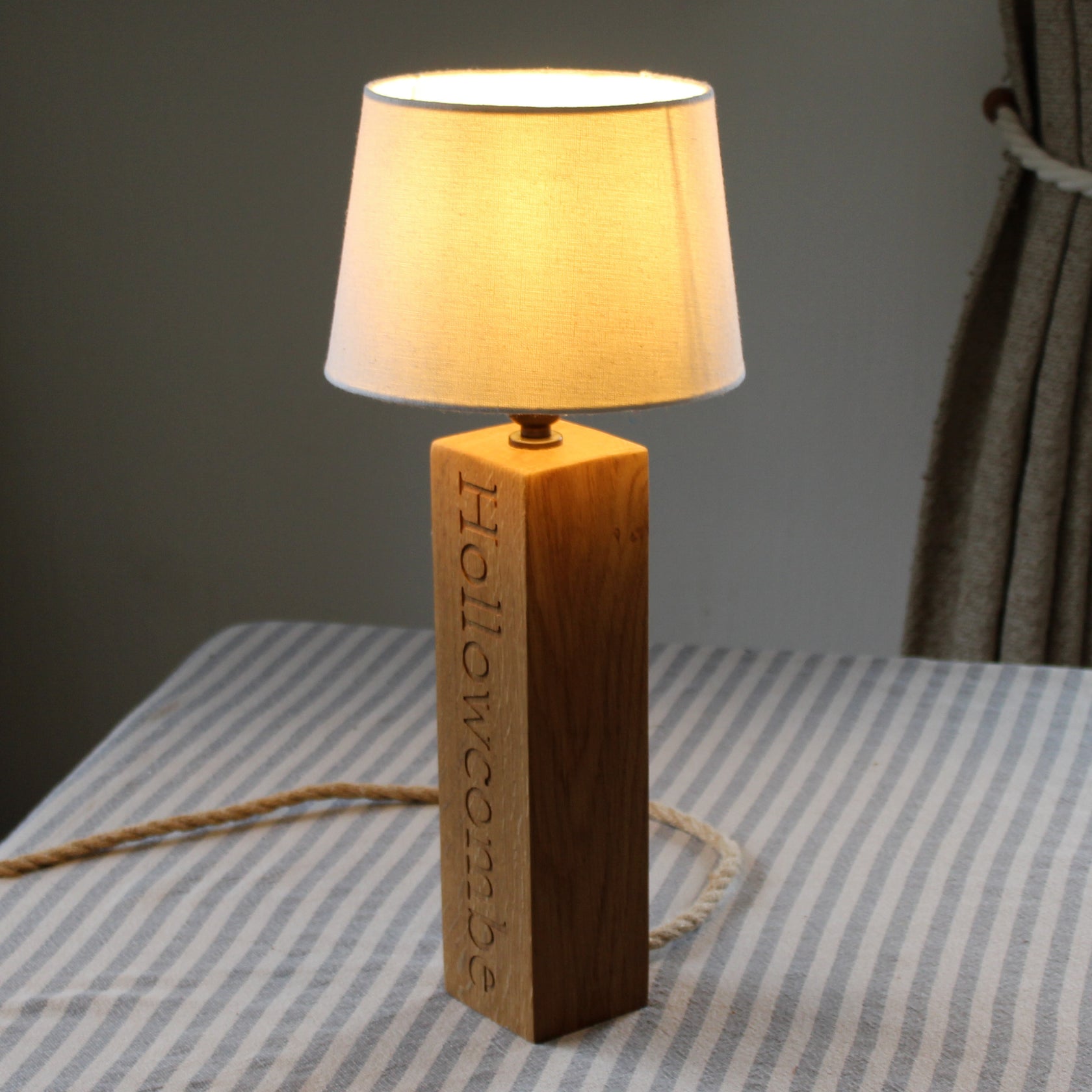 Personalised Wooden Engraved Lamp Base | Grain Designs