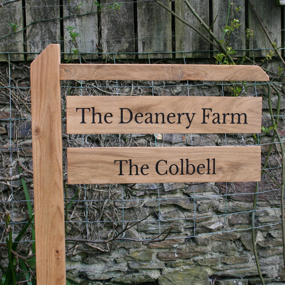 Engraved Two Tier Hanging Signpost | Grain Designs