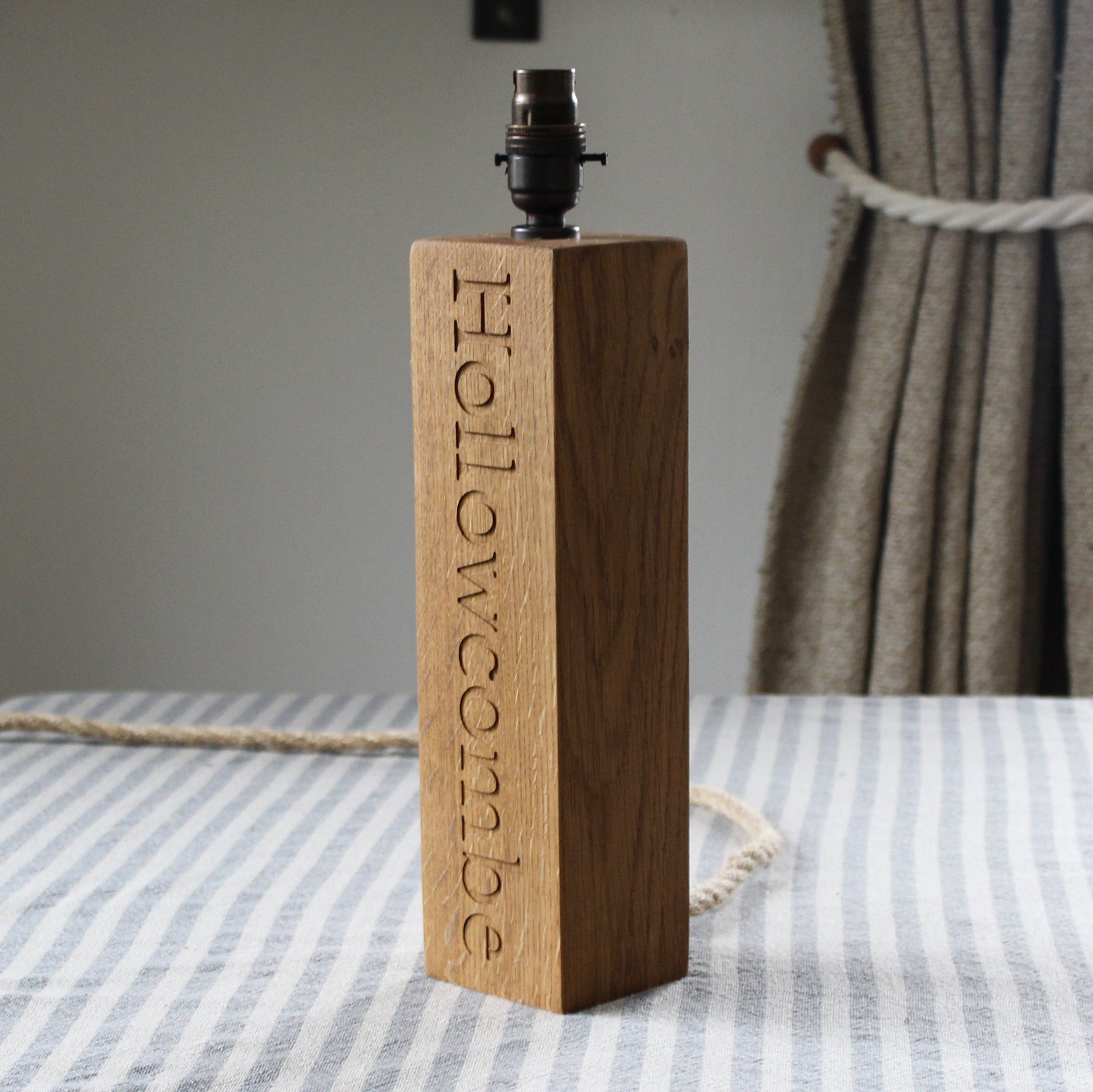 Personalised Wooden Engraved Lamp Base | Grain Designs