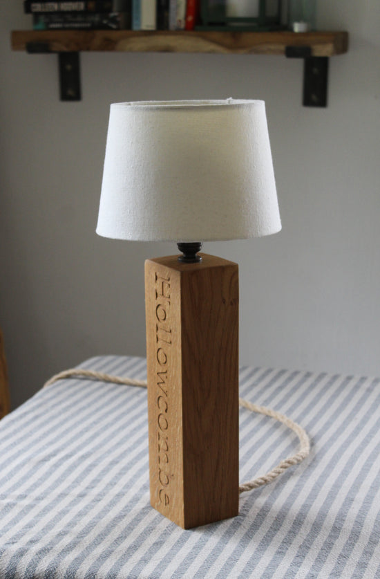 Personalised Wooden Engraved Lamp Base | Grain Designs
