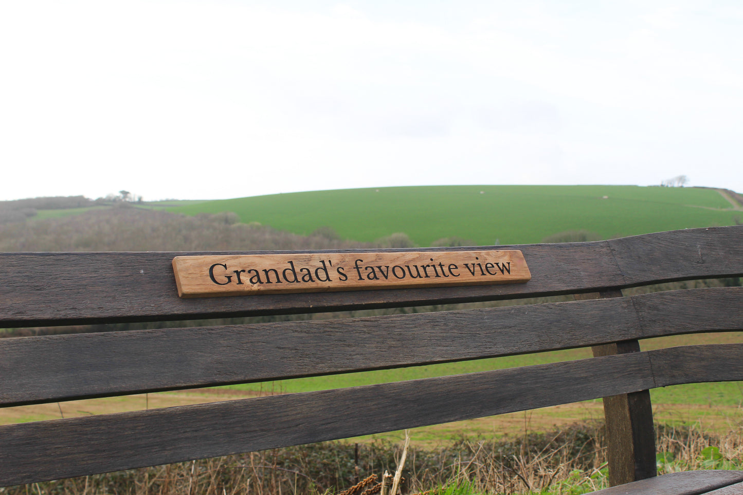 Wooden Engraved Memorial Bench Plaque | Grain Designs