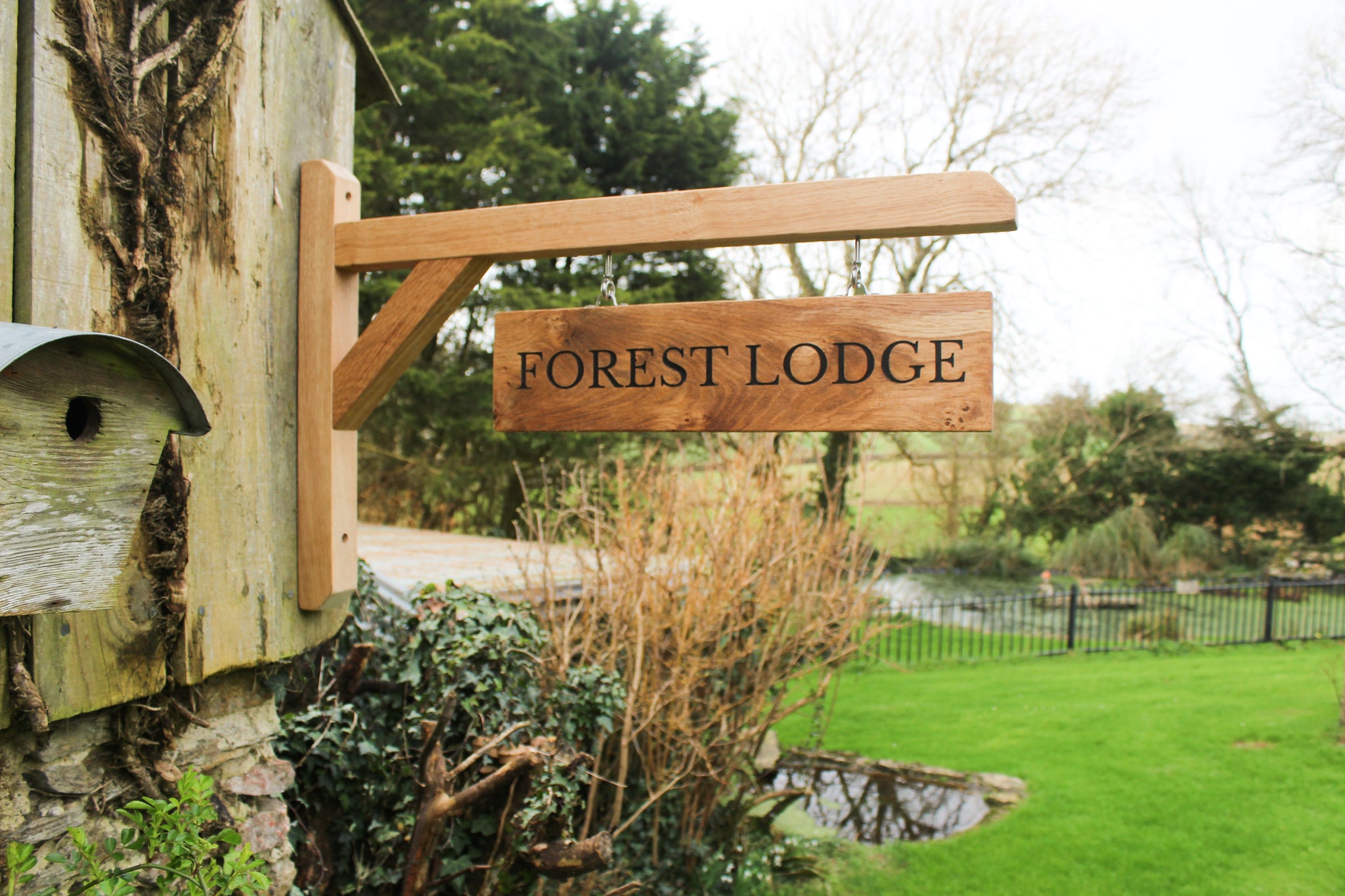 Outdoor Engraved Swinging Sign | Grain Designs